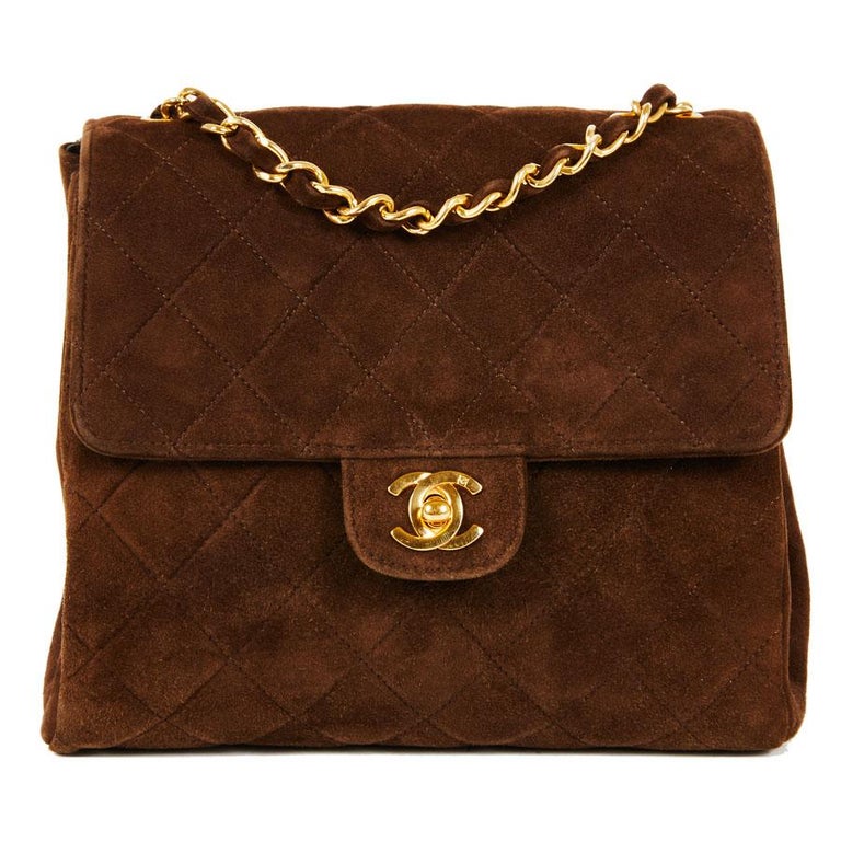 CHANEL Vintage Shoulder Bag in Brown Suede Leather at 1stDibs