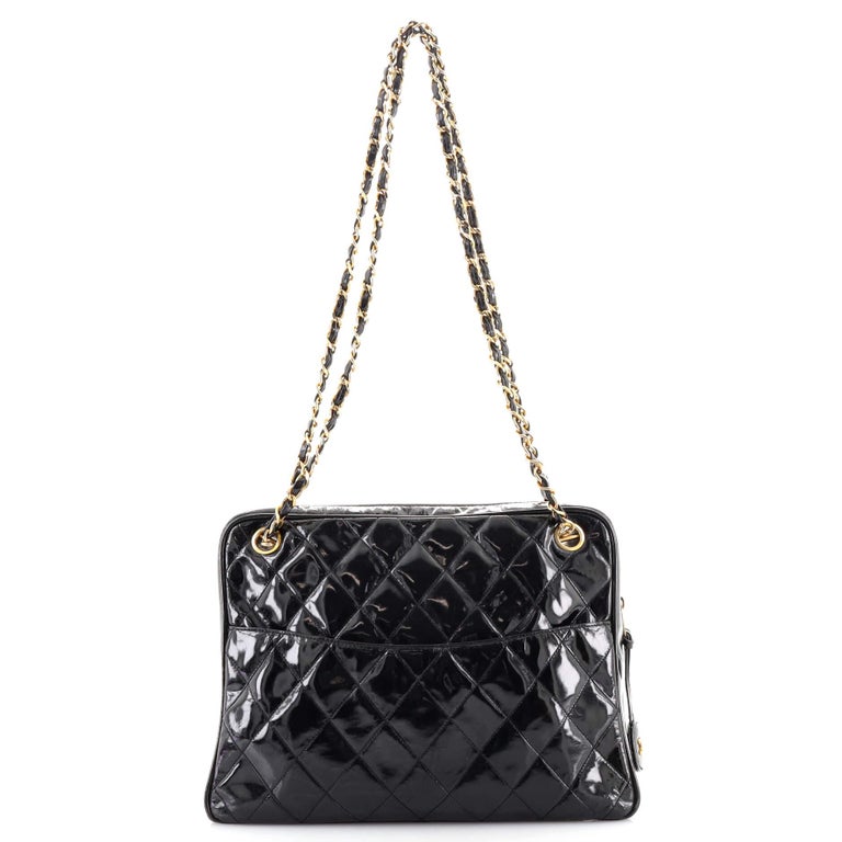 Chanel Vintage Slit Pocket Shoulder Bag Quilted Patent Medium For Sale ...