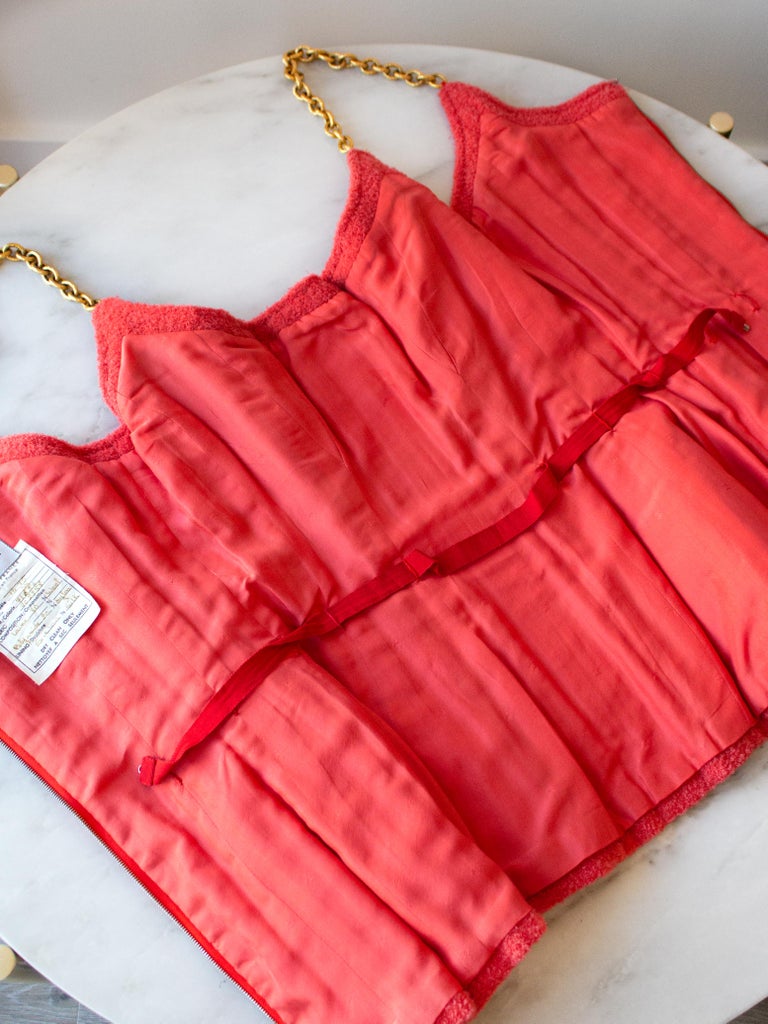 Chanel Vintage Spring 1993 Coral Red Tweed Cropped Jacket Corset Top ...