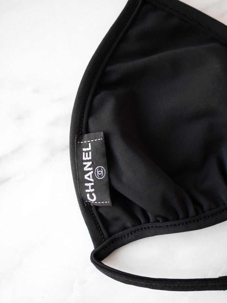 Chanel Vintage Spring 1995 Black Crystal Rhinestone 95P Bikini Swimsuit ...