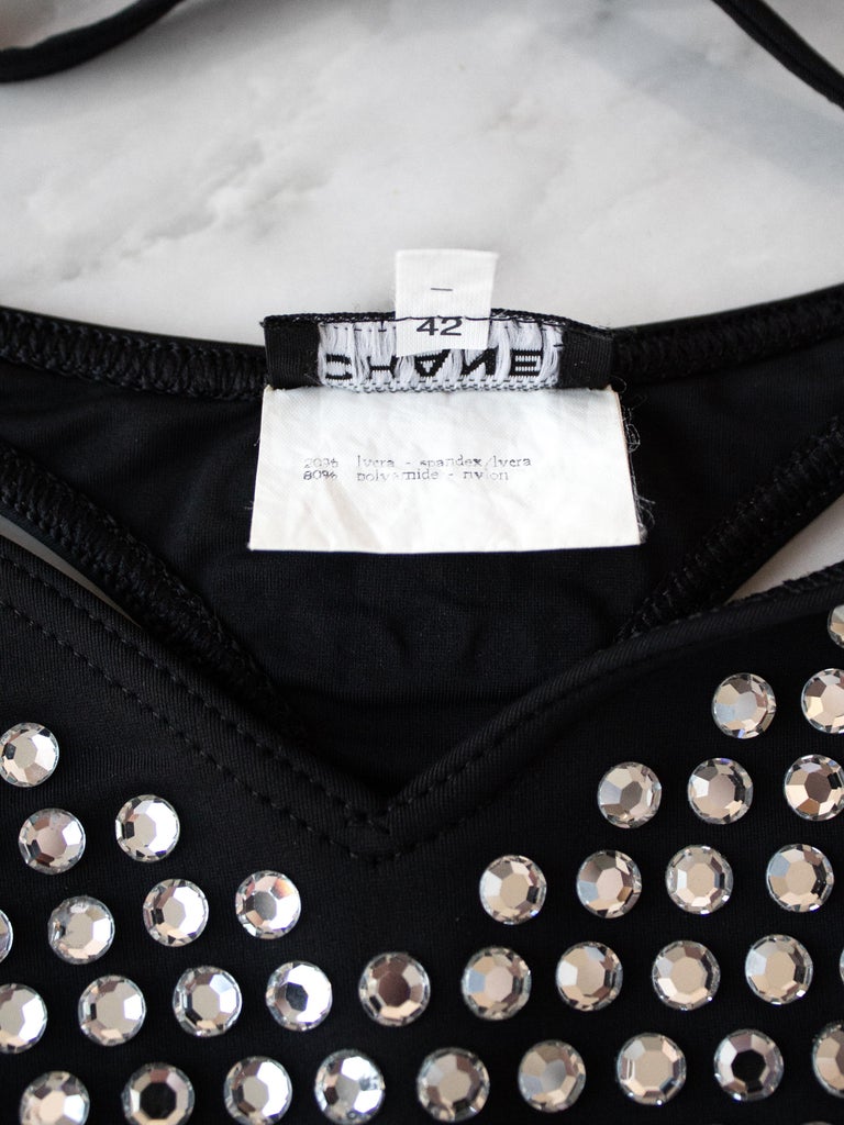 Chanel Vintage Spring 1995 Black Crystal Rhinestone 95P Bikini Swimsuit ...