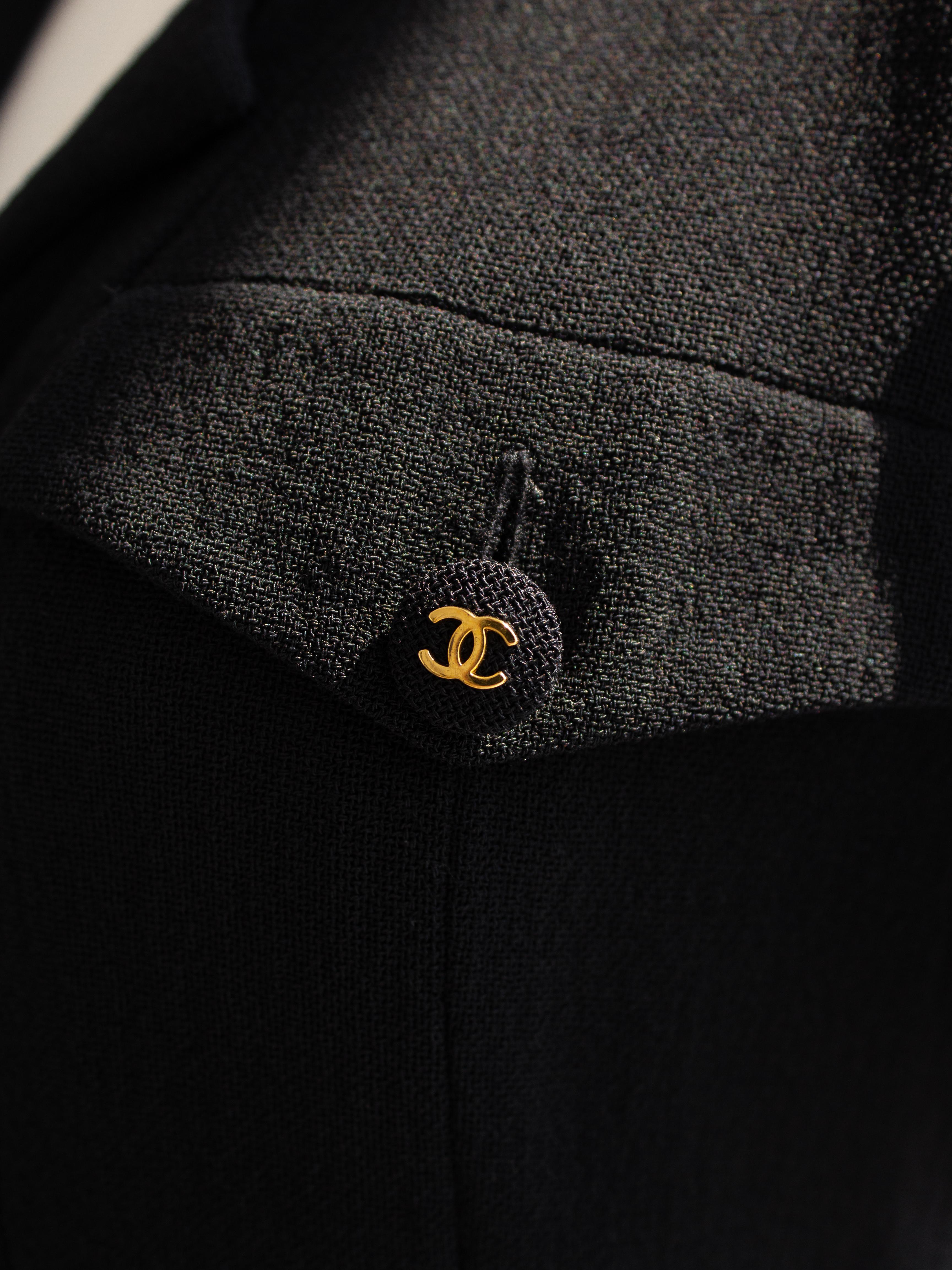 Chanel Vintage Spring/Summer 1995 Black Gold CC Zip Mini 95P Dress at ...