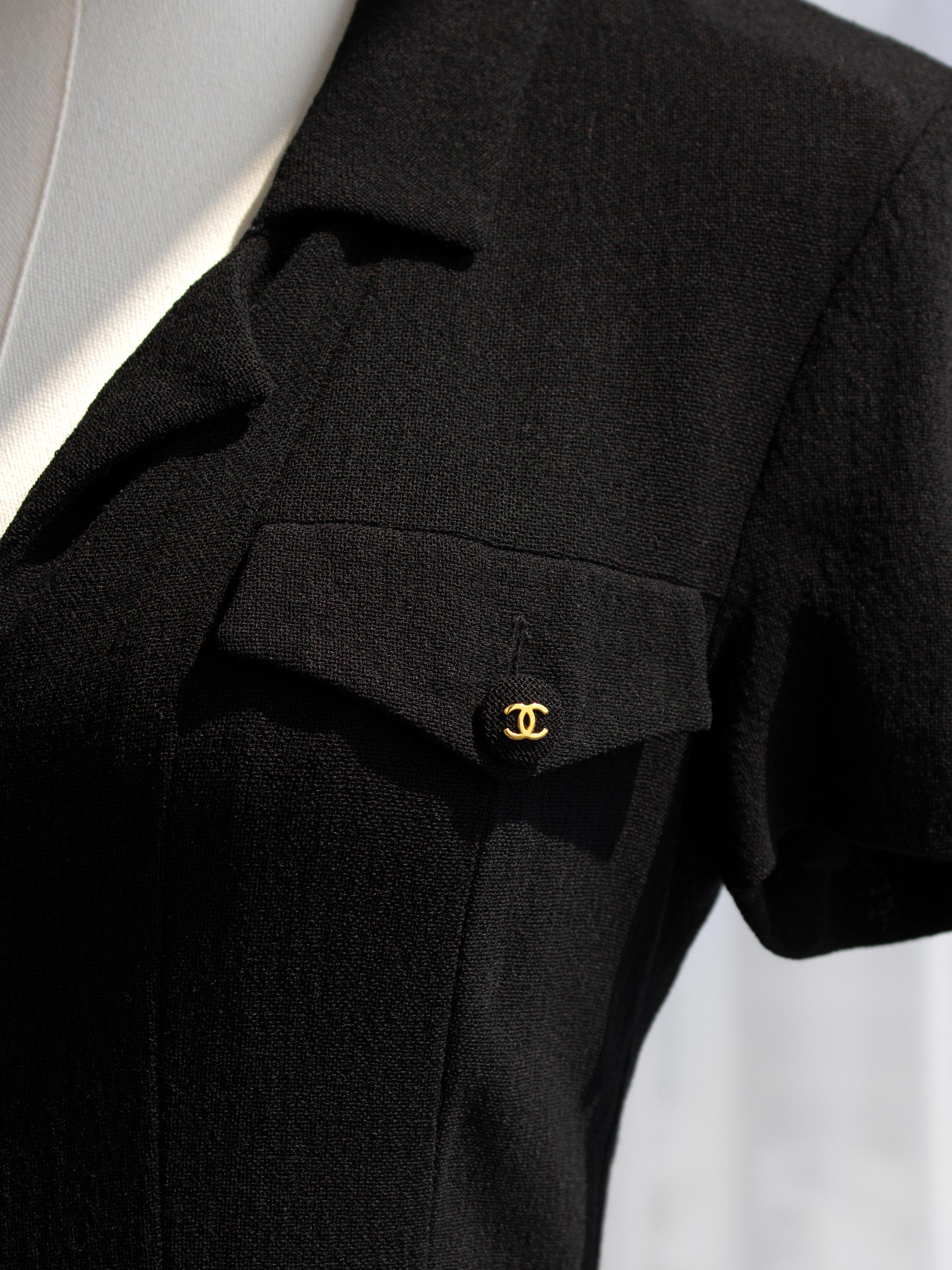 Chanel Vintage Spring/Summer 1995 Black Gold CC Zip Mini 95P Dress at ...