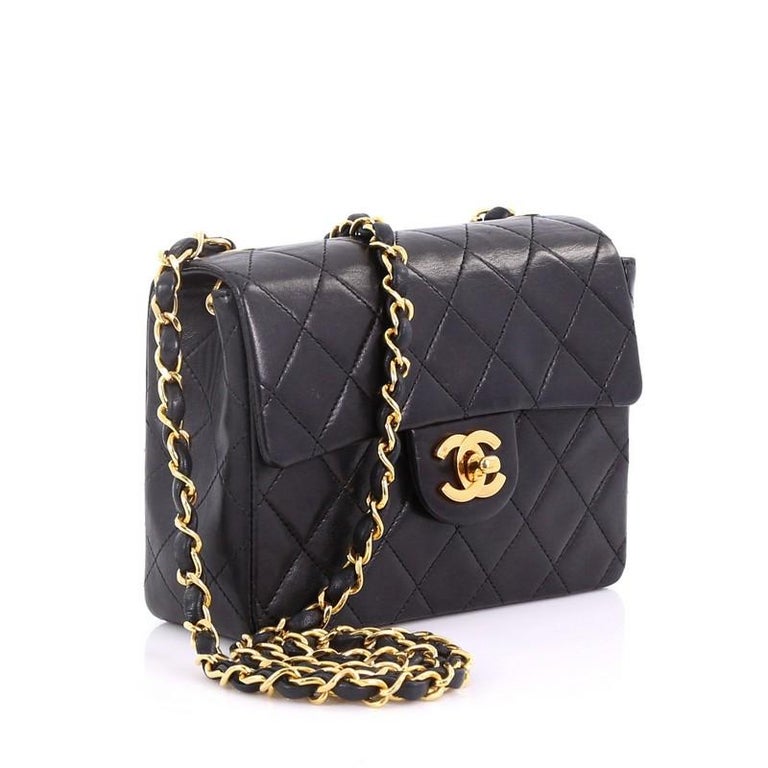 Chanel Vintage Square Classic Single Flap Bag Quilted Lambskin Mini at ...