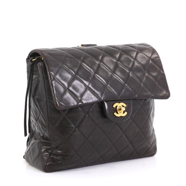 Chanel Vintage Square Flap Backpack Quilted Lambskin Medium at 1stDibs