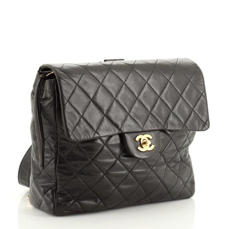 Chanel Vintage Square Flap Backpack Quilted Lambskin Medium at 1stDibs ...
