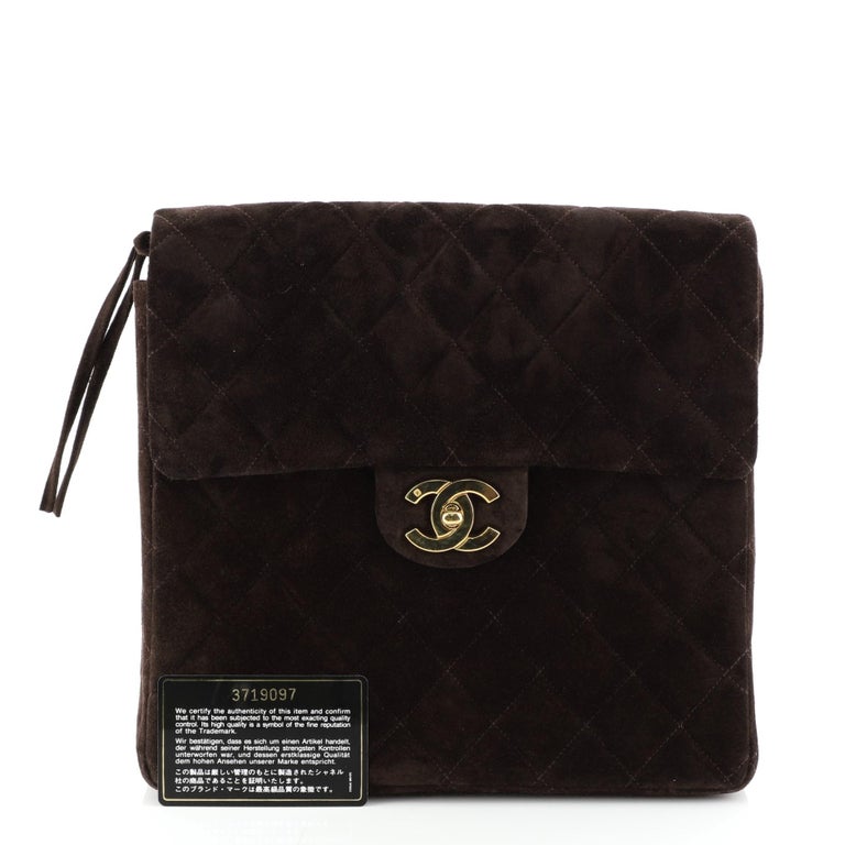Chanel Vintage Square Flap Backpack Quilted Suede Medium at 1stDibs ...