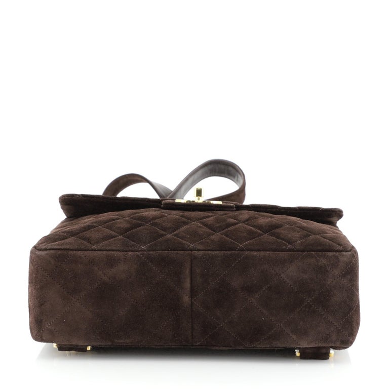Chanel Vintage Square Flap Backpack Quilted Suede Medium at 1stDibs ...