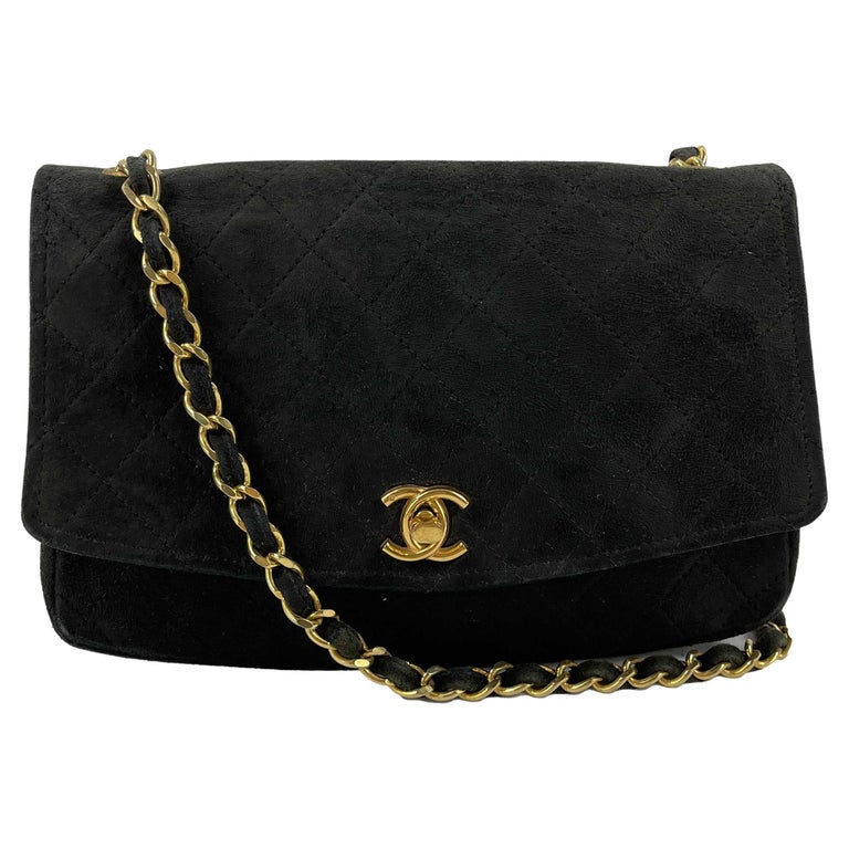 CHANEL Vintage Suede Medium Flap Bag Chain CC Turnlock Crossbody For ...