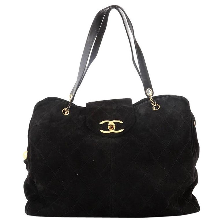Chanel Vintage Supermodel Weekender Bag Quilted Suede Large at 1stDibs