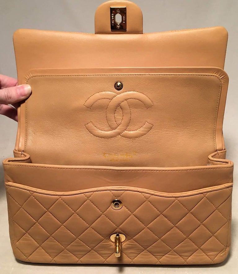 Chanel Vintage Tan 10 inch 2.55 Double Flap Classic Shoulder Bag For ...