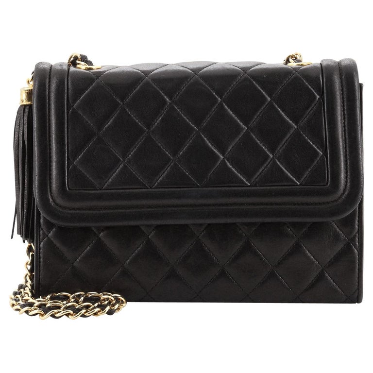 Chanel Vintage Tassel Flap Bag Quilted Lambskin Small at 1stDibs