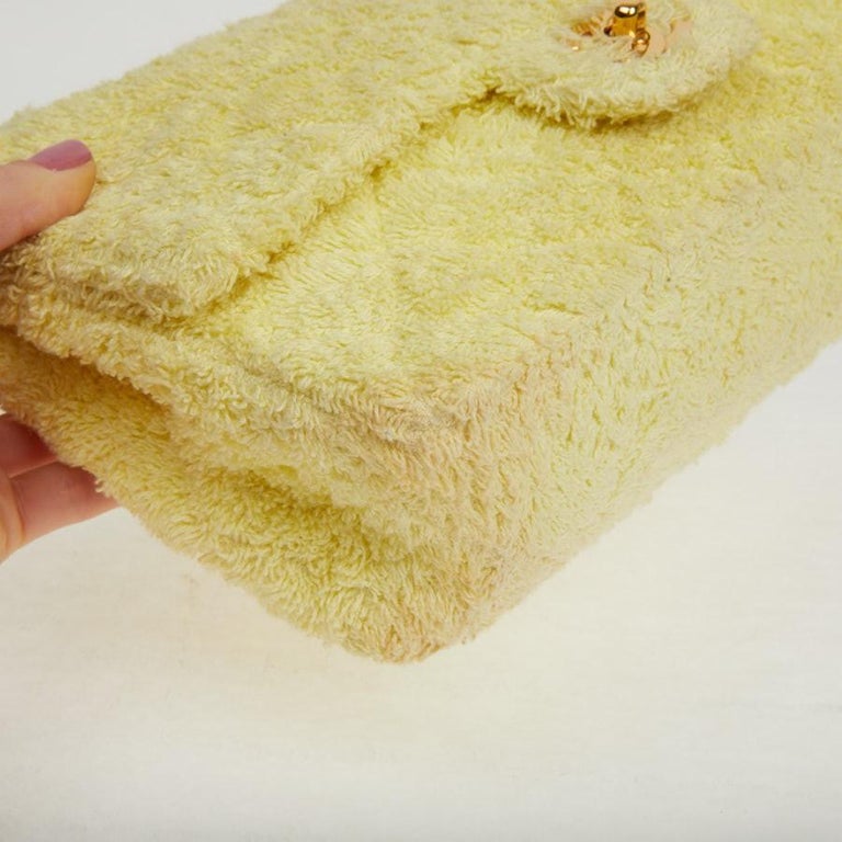 CHANEL Vintage Timeless Bag in Yellow Terrycloth at 1stDibs