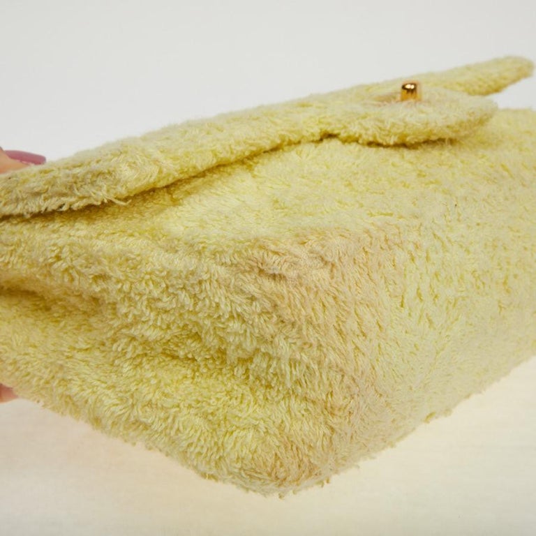 CHANEL Vintage Timeless Bag in Yellow Terrycloth at 1stDibs