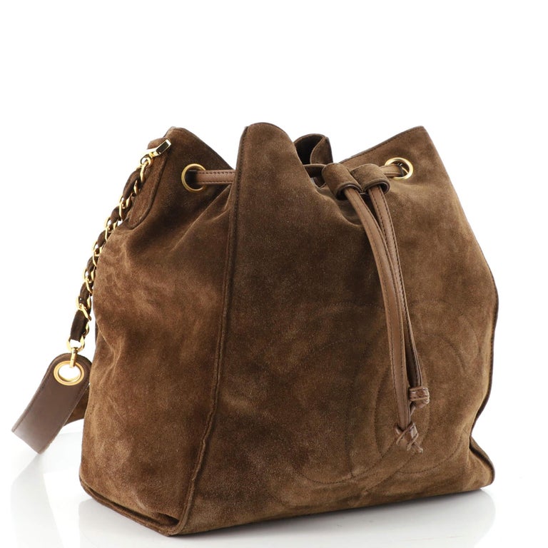 Chanel Vintage Timeless Drawstring Bucket Bag Suede Medium at 1stDibs