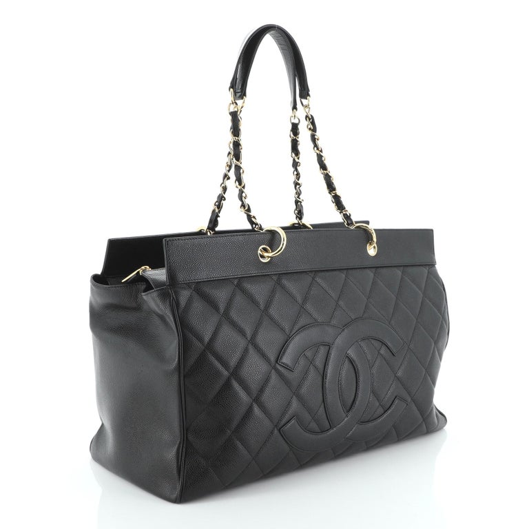 Chanel Vintage Timeless Weekender Bag Quilted Caviar Large at 1stDibs