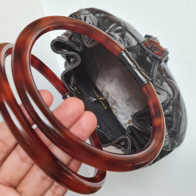 Chanel Vintage Tortoise Shell Handle Bucket Bag For Sale at 1stDibs