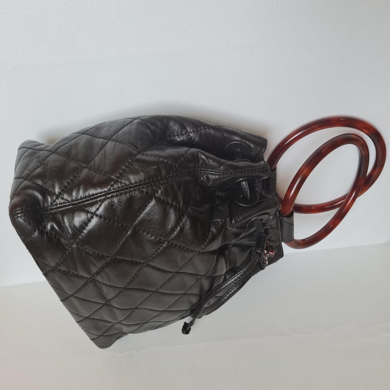Chanel Vintage Tortoise Shell Handle Bucket Bag For Sale at 1stDibs