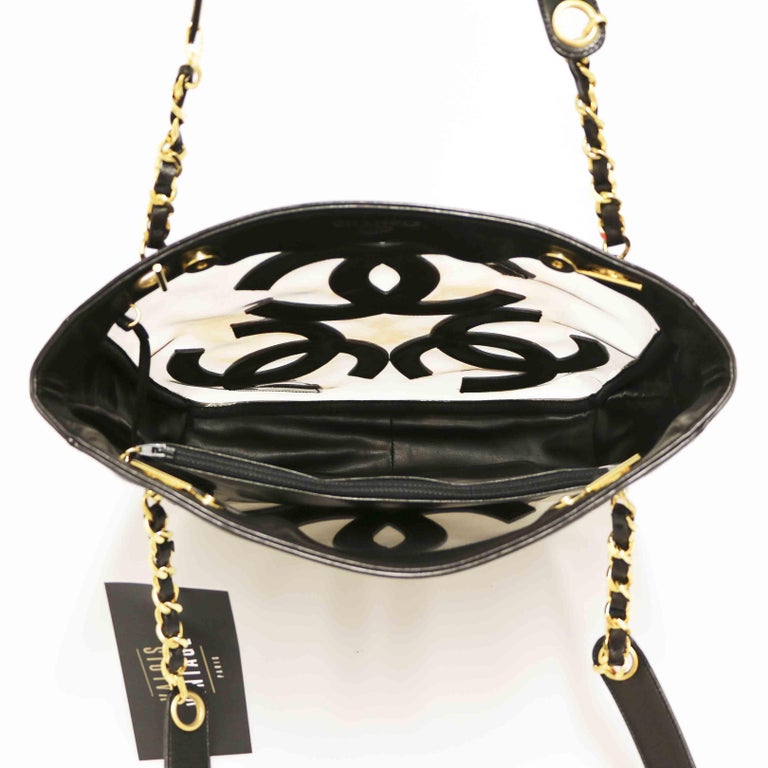 CHANEL Vintage Tote Bag in PVC and Leather For Sale at 1stDibs