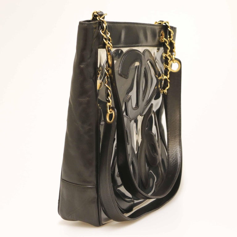CHANEL Vintage Tote Bag in PVC and Leather For Sale at 1stDibs