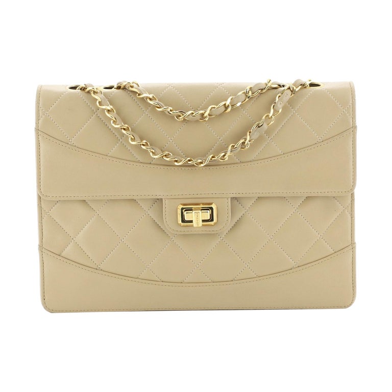 Chanel Vintage Trapezoid Flap Lock Bag Leather Medium at 1stDibs