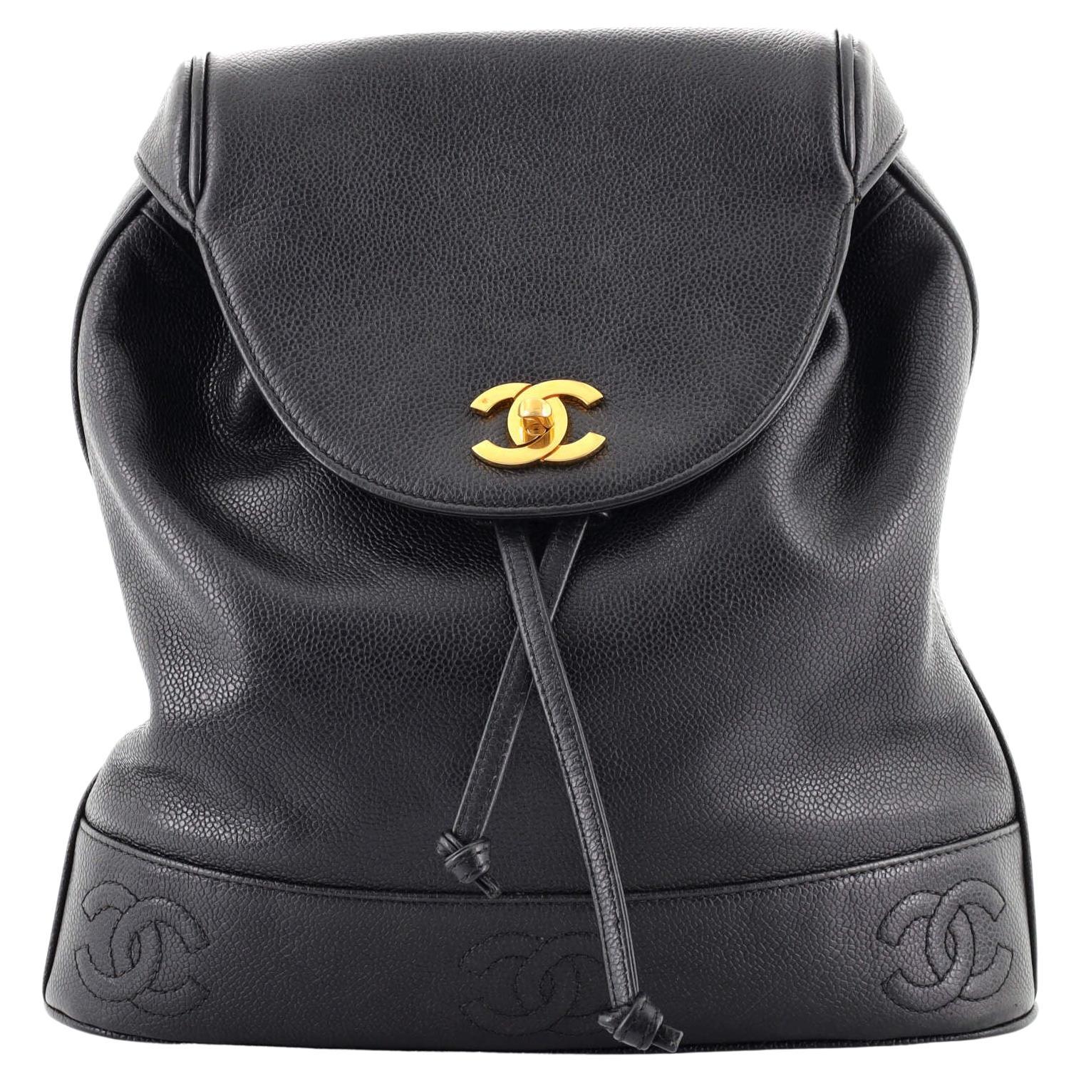 Chanel Vintage Triple Stitched CC Flap Backpack Caviar Medium at 1stDibs