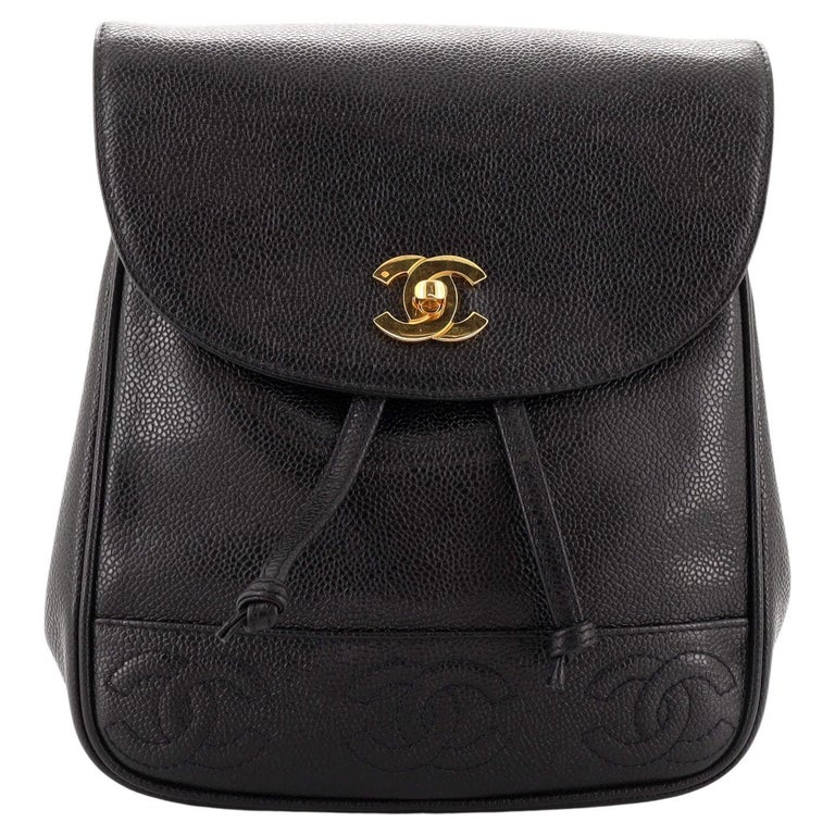 Chanel Vintage Triple Stitched CC Flap Backpack Caviar Small For Sale ...