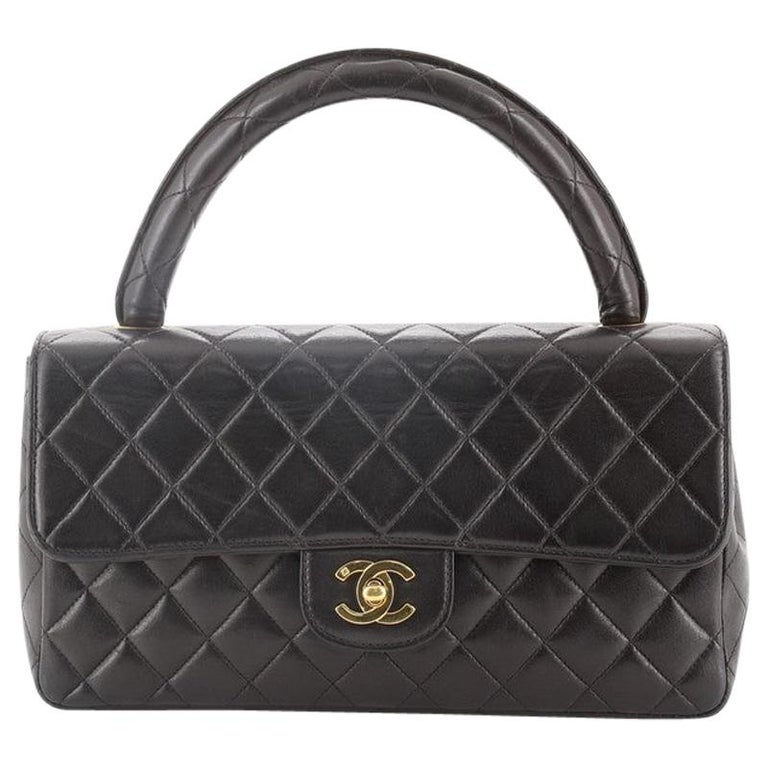 Chanel Vintage Twin Top Handle Flap Bag Quilted Lambskin Medium at 1stDibs