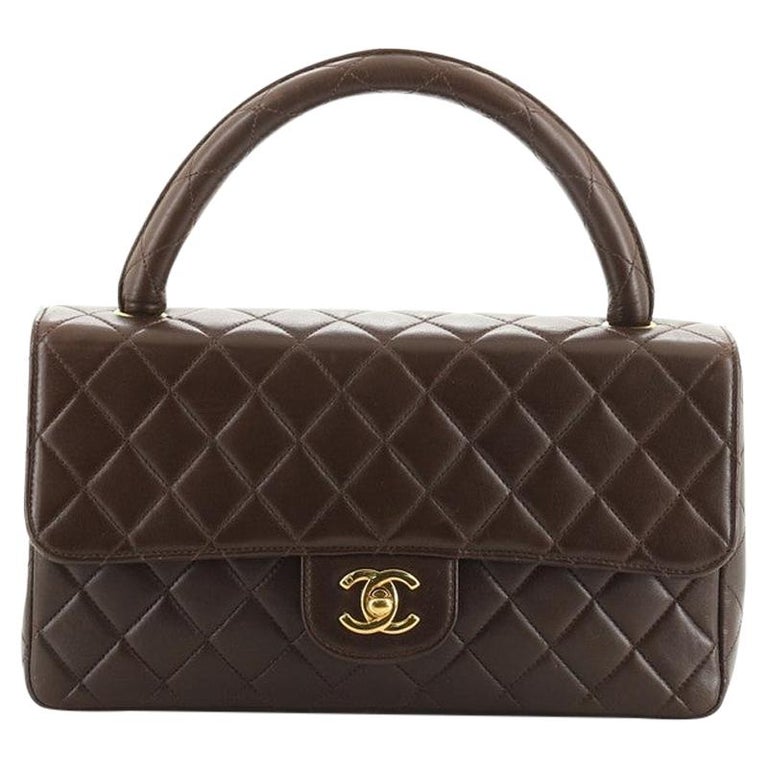 Chanel Vintage Twin Top Handle Flap Bag Quilted Lambskin Medium at ...