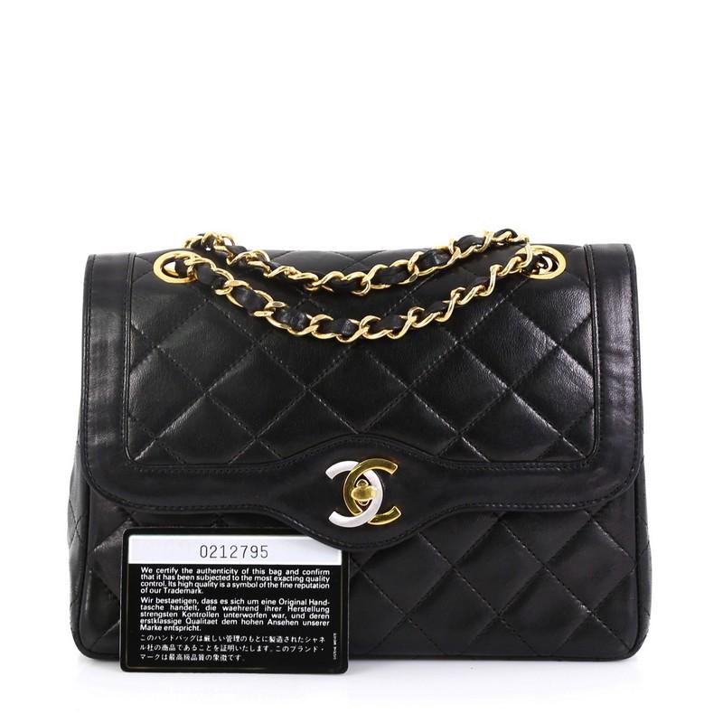 Chanel Vintage Two-Tone CC Flap Bag Quilted Lambskin Small at 1stDibs