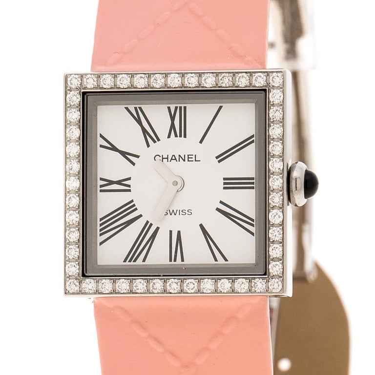 Chanel Vintage White Diamond Stainless Steel Mademoiselle Women's ...