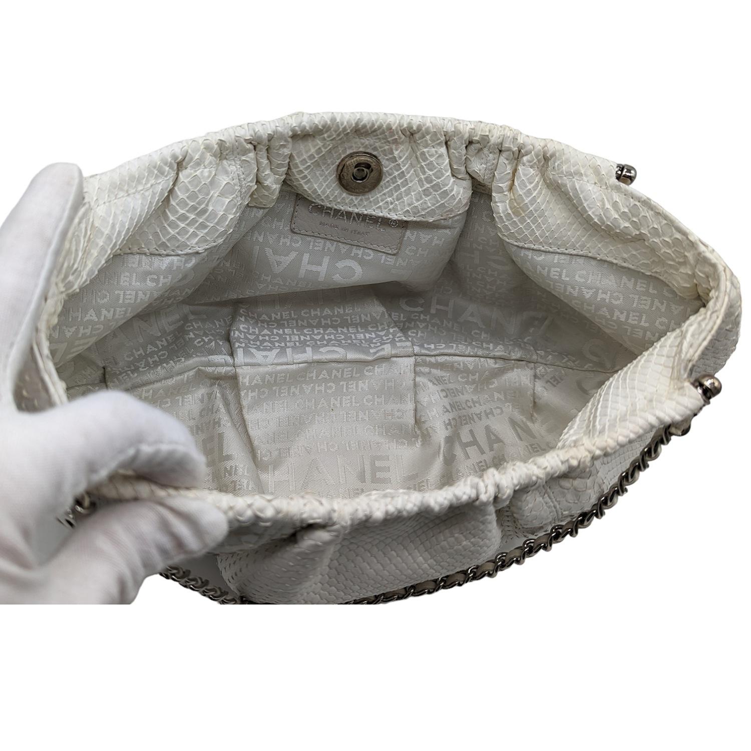 Chanel Vintage White Python CC Chain Hobo Bag For Sale at 1stDibs