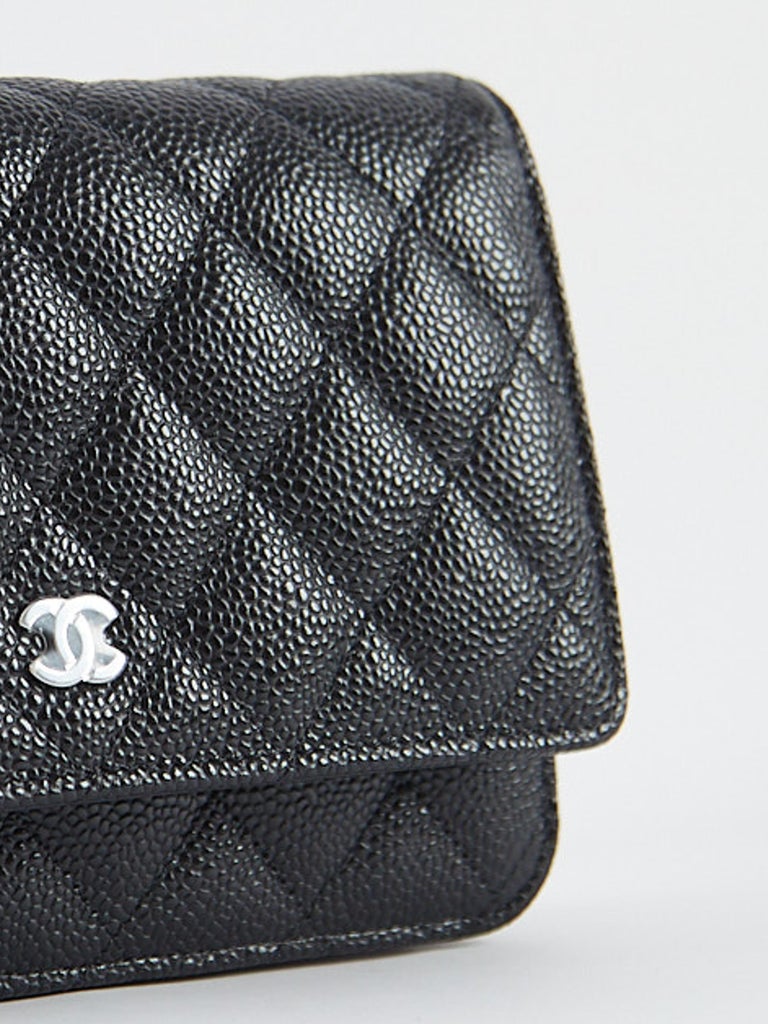 CHANEL WALLET ON CHAIN BLACK Caviar Leather with Silver-Tone Hardware ...