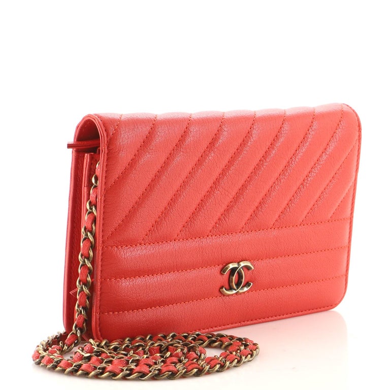 Chanel Wallet on Chain Diagonal Quilted Goatskin at 1stDibs