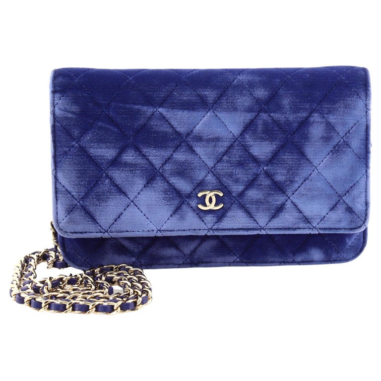 Chanel Wallet on Chain Quilted Velvet For Sale at 1stDibs