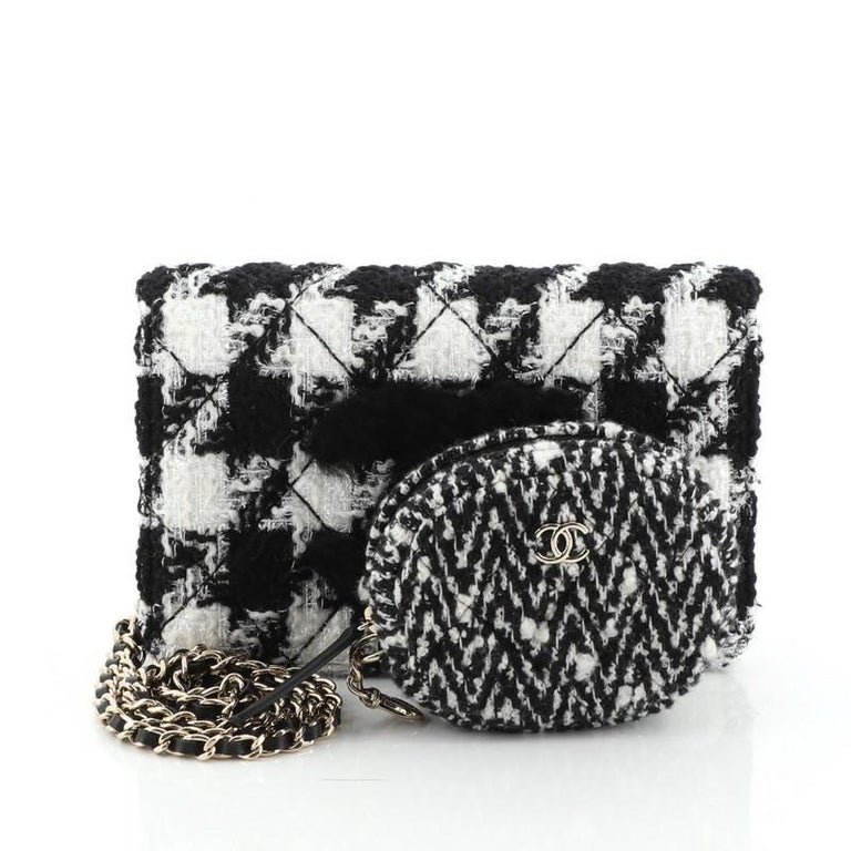 Chanel Wallet on Chain with Coin Purse Quilted Tweed with Shearling at ...