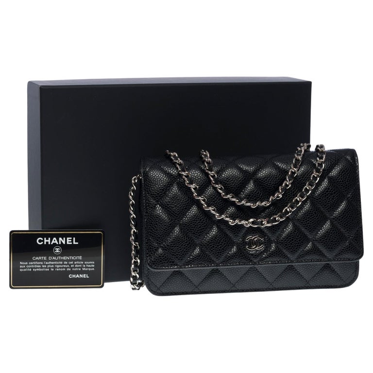 Chanel Wallet on Chain (WOC) handbag in black Caviar quilted leather ...