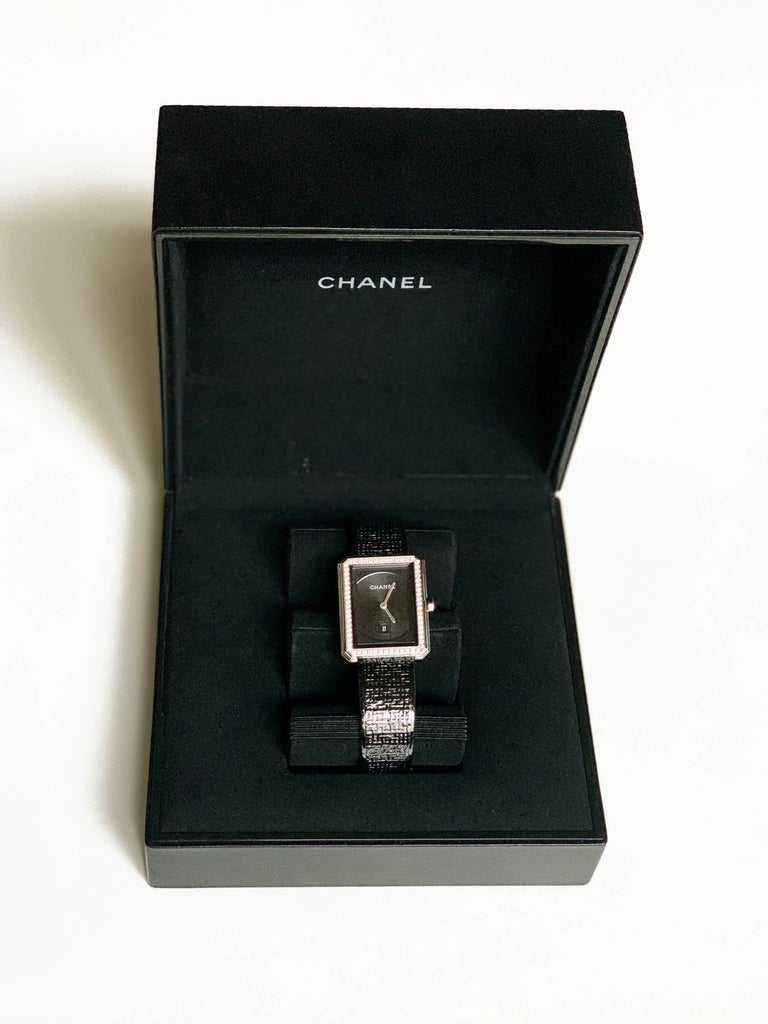 Chanel Watch Boyfriend Tweed/ Diamonds For Sale at 1stDibs