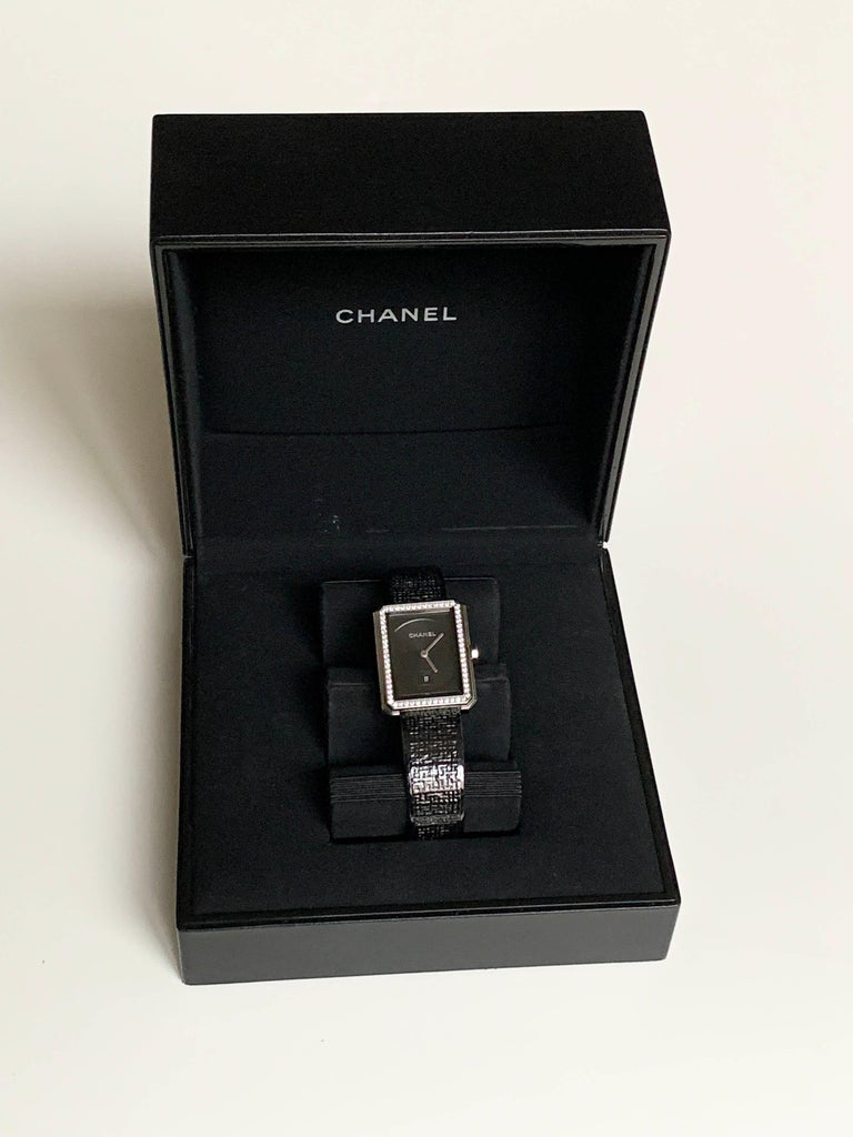 Chanel Watch Boyfriend Tweed/ Diamonds For Sale at 1stDibs