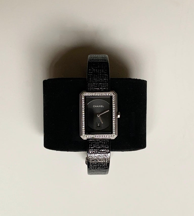 Chanel Watch Boyfriend Tweed/ Diamonds For Sale at 1stDibs