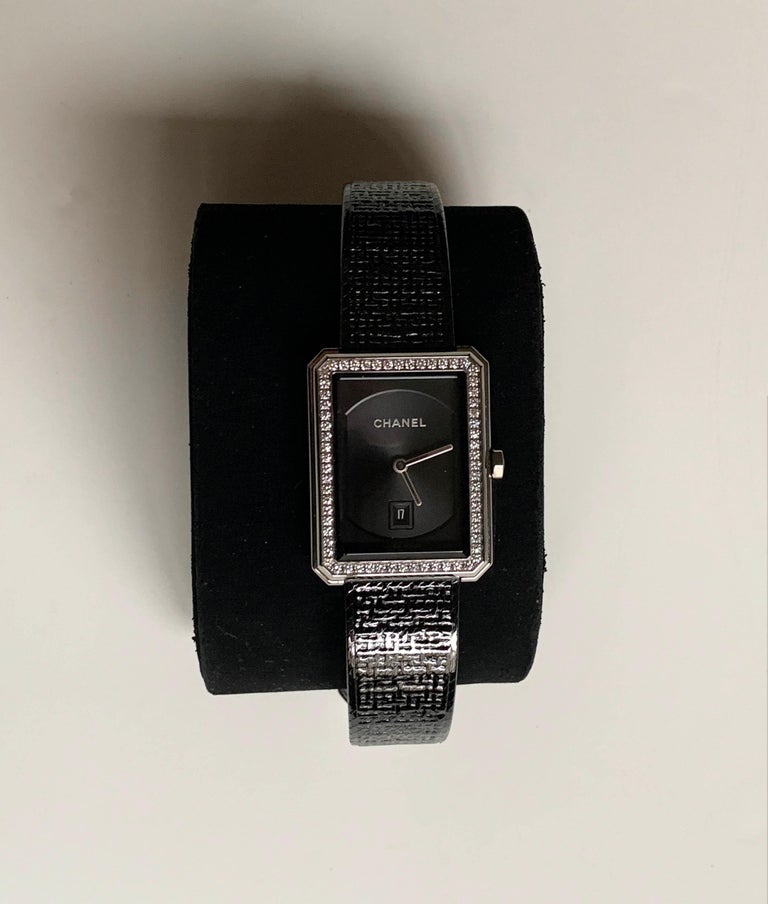 Chanel Watch Boyfriend Tweed/ Diamonds For Sale at 1stDibs
