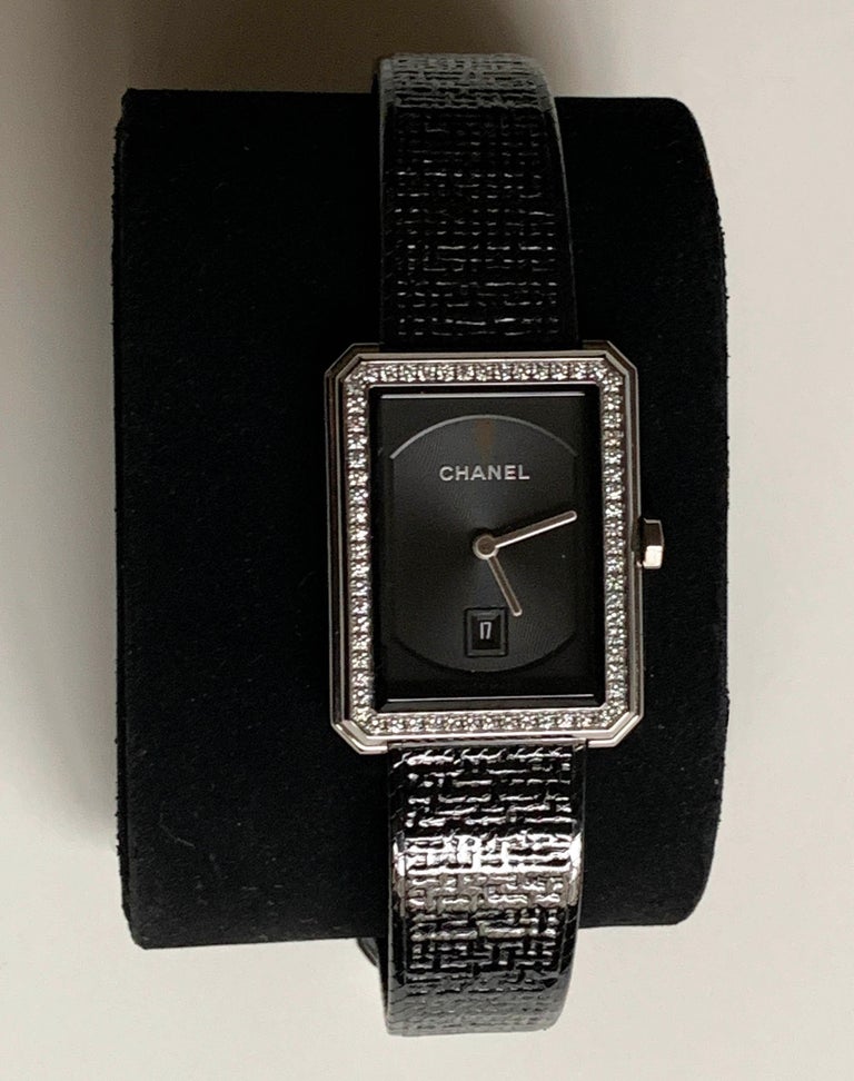 Chanel Watch Boyfriend Tweed/ Diamonds For Sale at 1stDibs