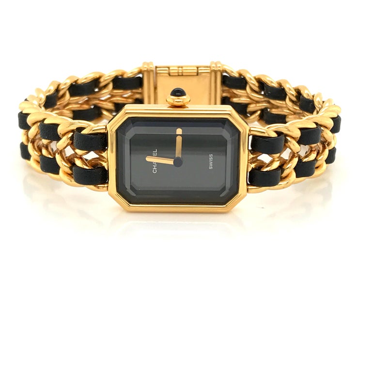 Chanel Watches Black Leather and Gold-Plated Bracelet ‘Quartz Movement ...