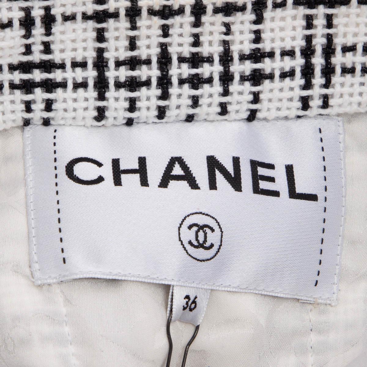 CHANEL white black blue cotton 2017 17P BRAID TRIM TWEED Jacket 36 XS ...