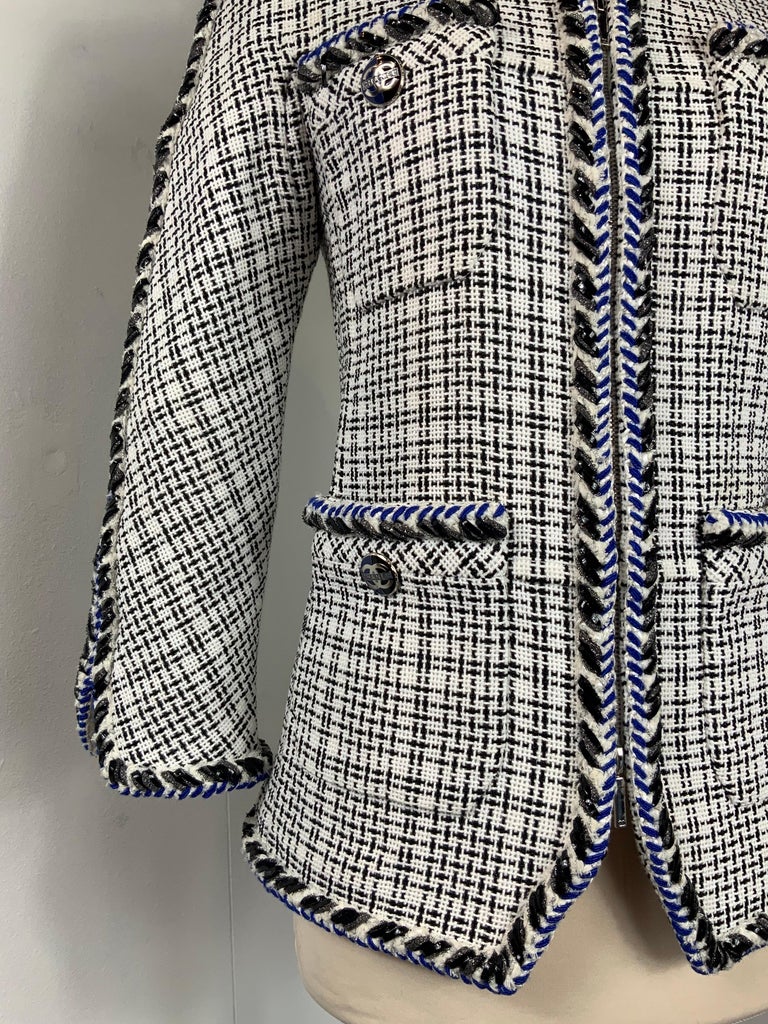 Chanel white and blue Tweed Blazer Jacket at 1stDibs