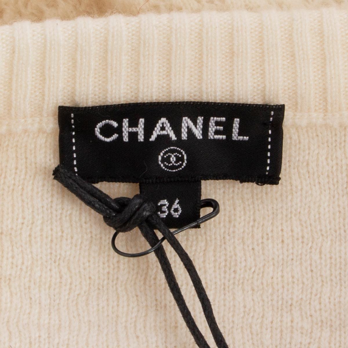 CHANEL white cashmere CROCHET TEXTURED Crewneck Sweater 36 XS at ...