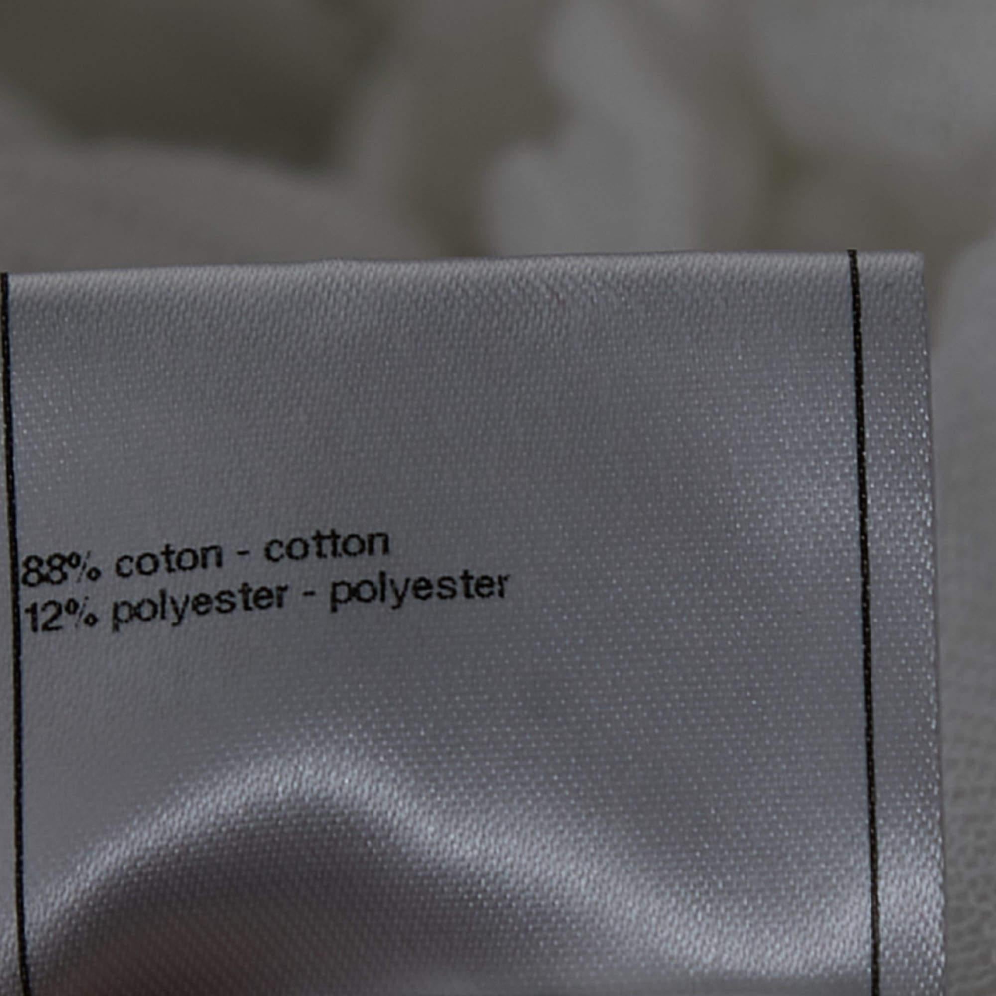 Chanel White Cotton Knit Overlay Detail Top M For Sale at 1stDibs