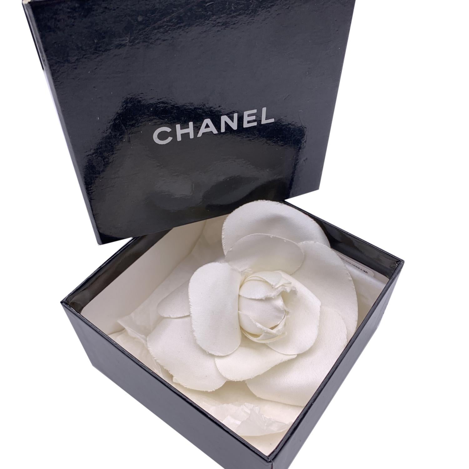 Chanel White Fabric Camelia Flower Camellia Pin Brooch with Box For ...