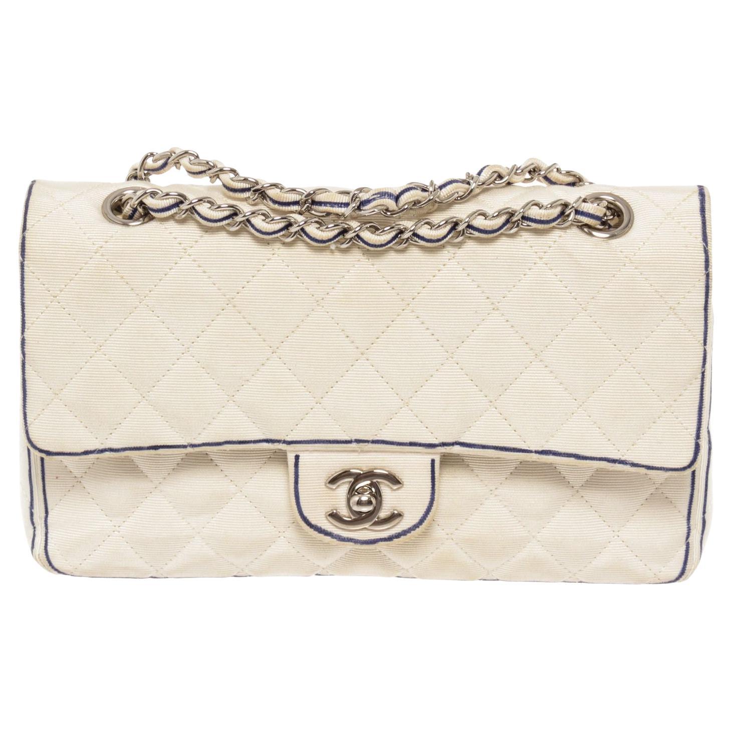Chanel White Flap Classic Medium Handbag at 1stDibs