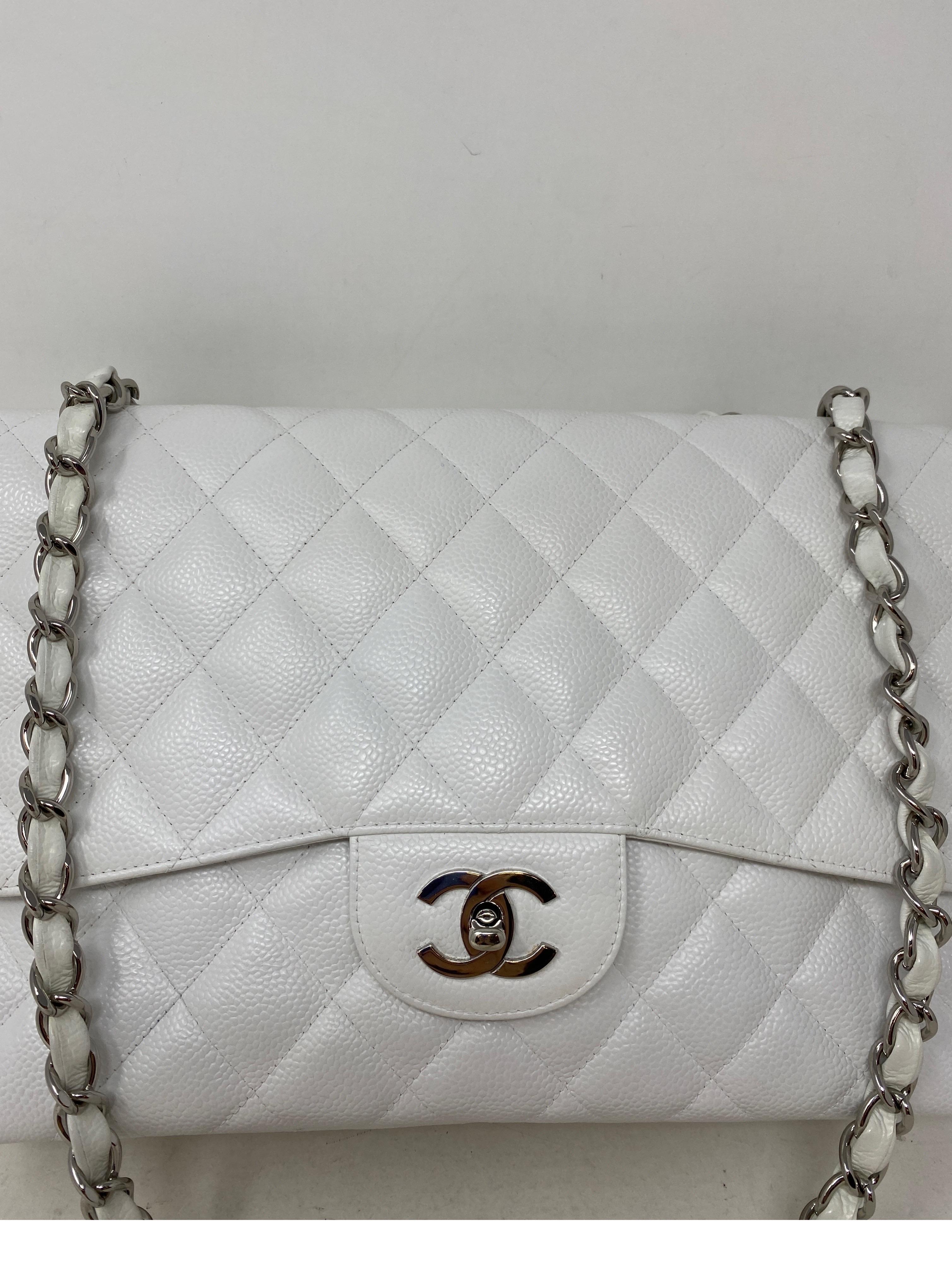 Chanel White Jumbo Single Flap Classic Bag at 1stDibs | chanel classic ...